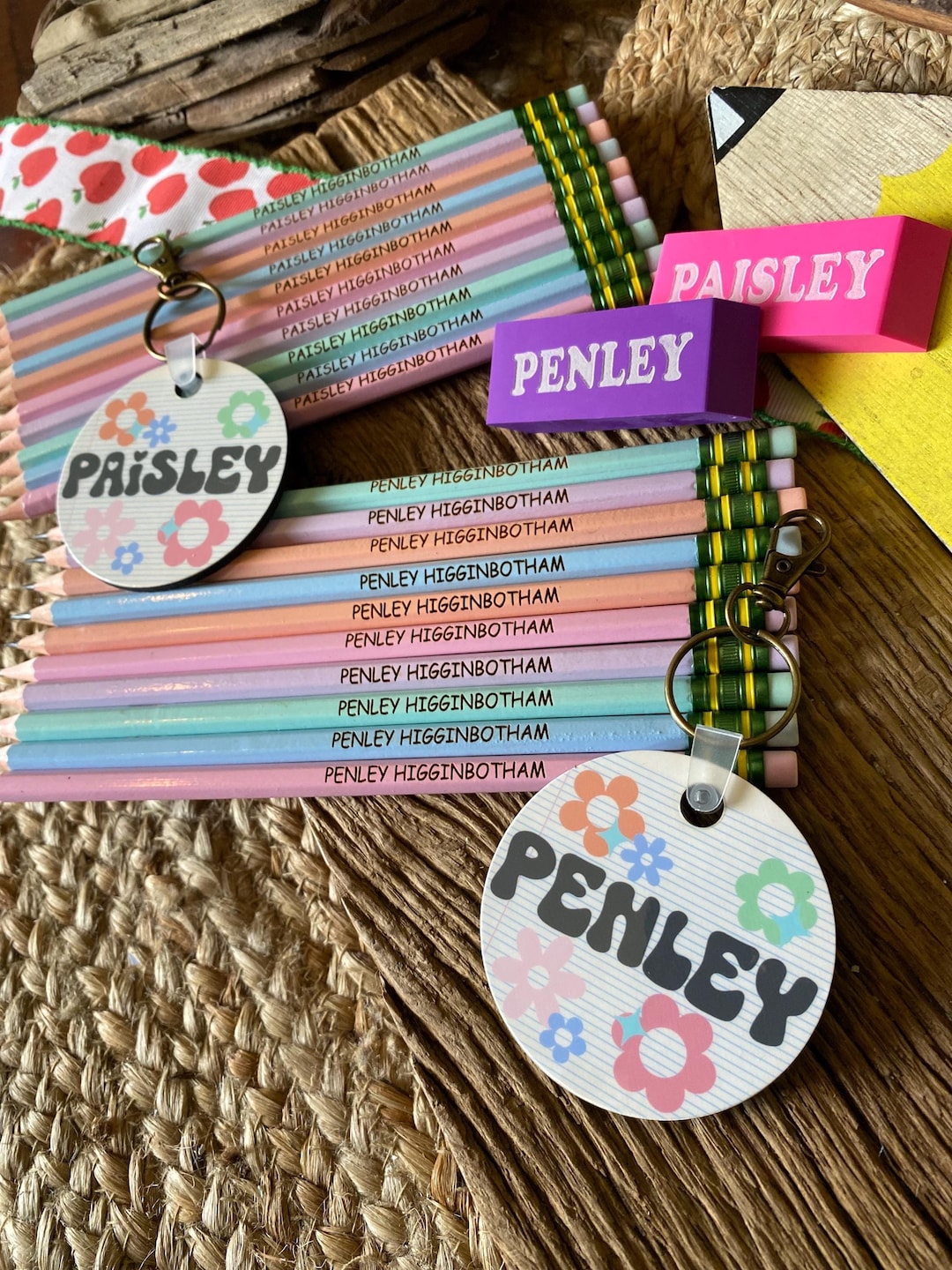 Personalized Student Gift Set: Keychain, Pencils & Eraser - Etsy