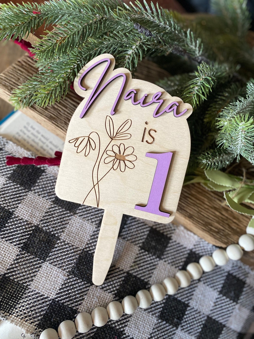 Wildflower Cake Topper, Wildflower Party Decor, Personalized Cake ...