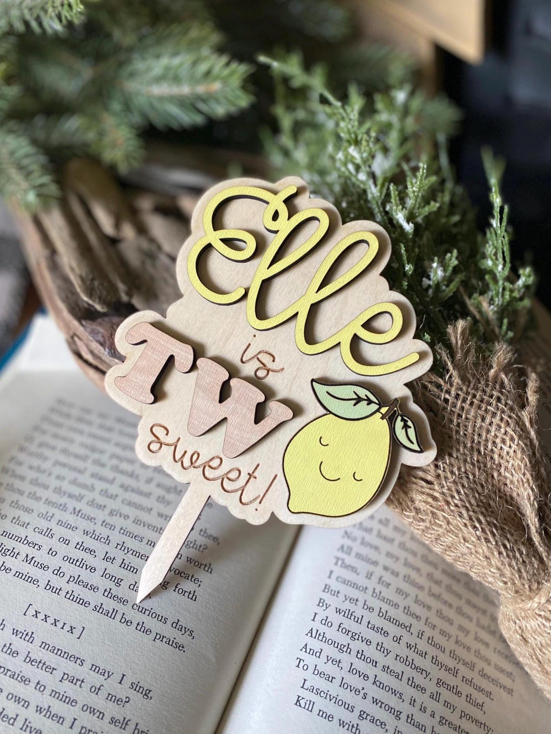 Two Sweet Birthday Cake Topper, Lemon Cake Topper, Lemon Birthday, Easy ...