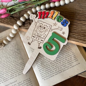Sponge Bob Topper, Sponge Bob Party Decor, Personalized Cake Topper ...