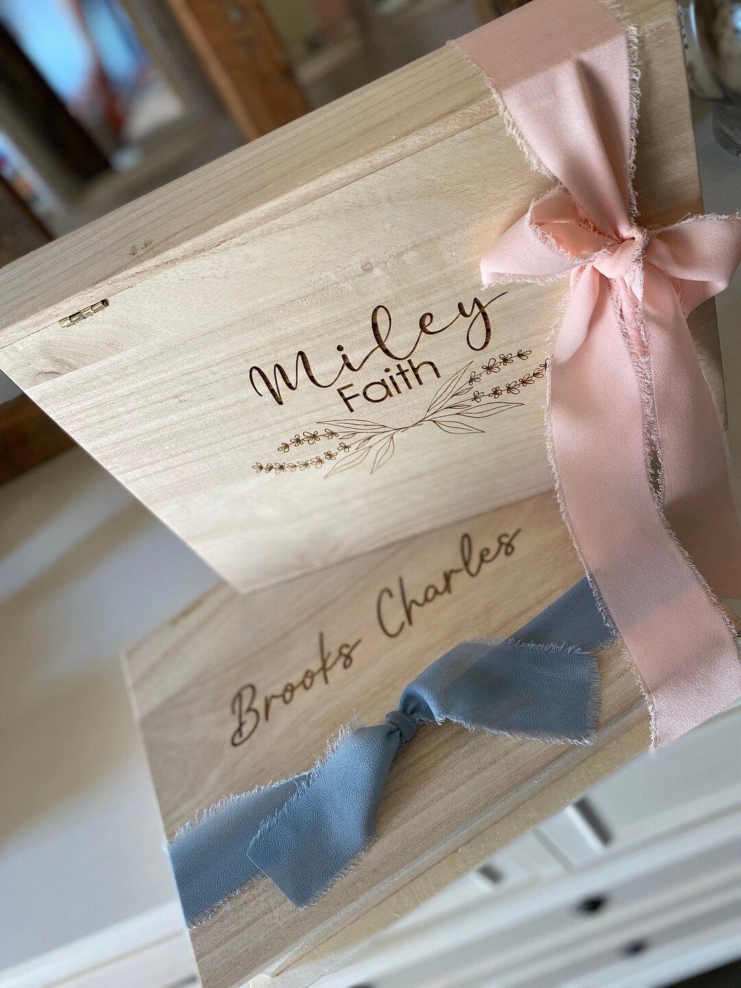 Engraved Wooden Box, Baby Name Box, Baby Shower Gift Box, Baby Keepsake ...