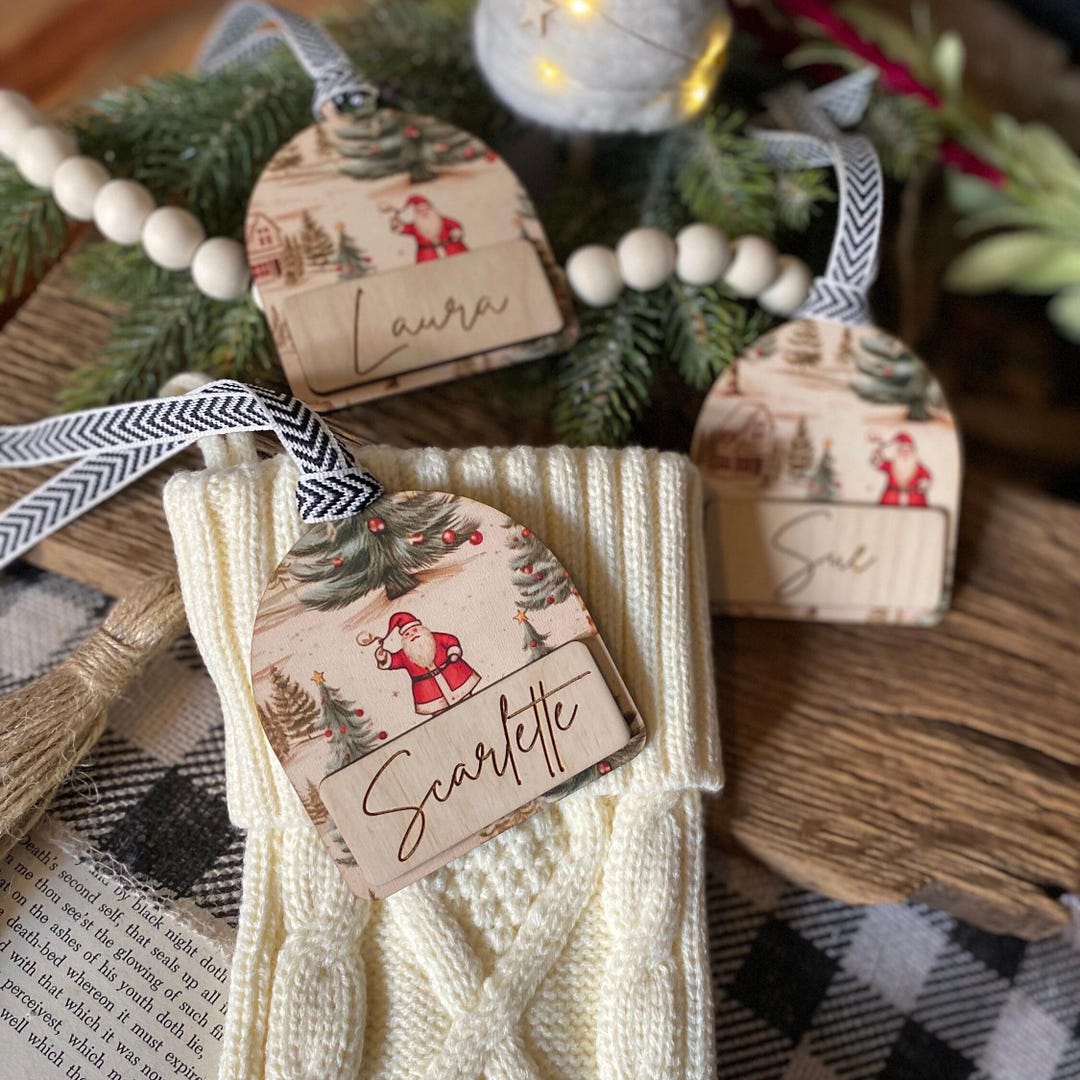 Personalized Christmas Stocking Name Tag: Laser Cut Family Ornament - Etsy
