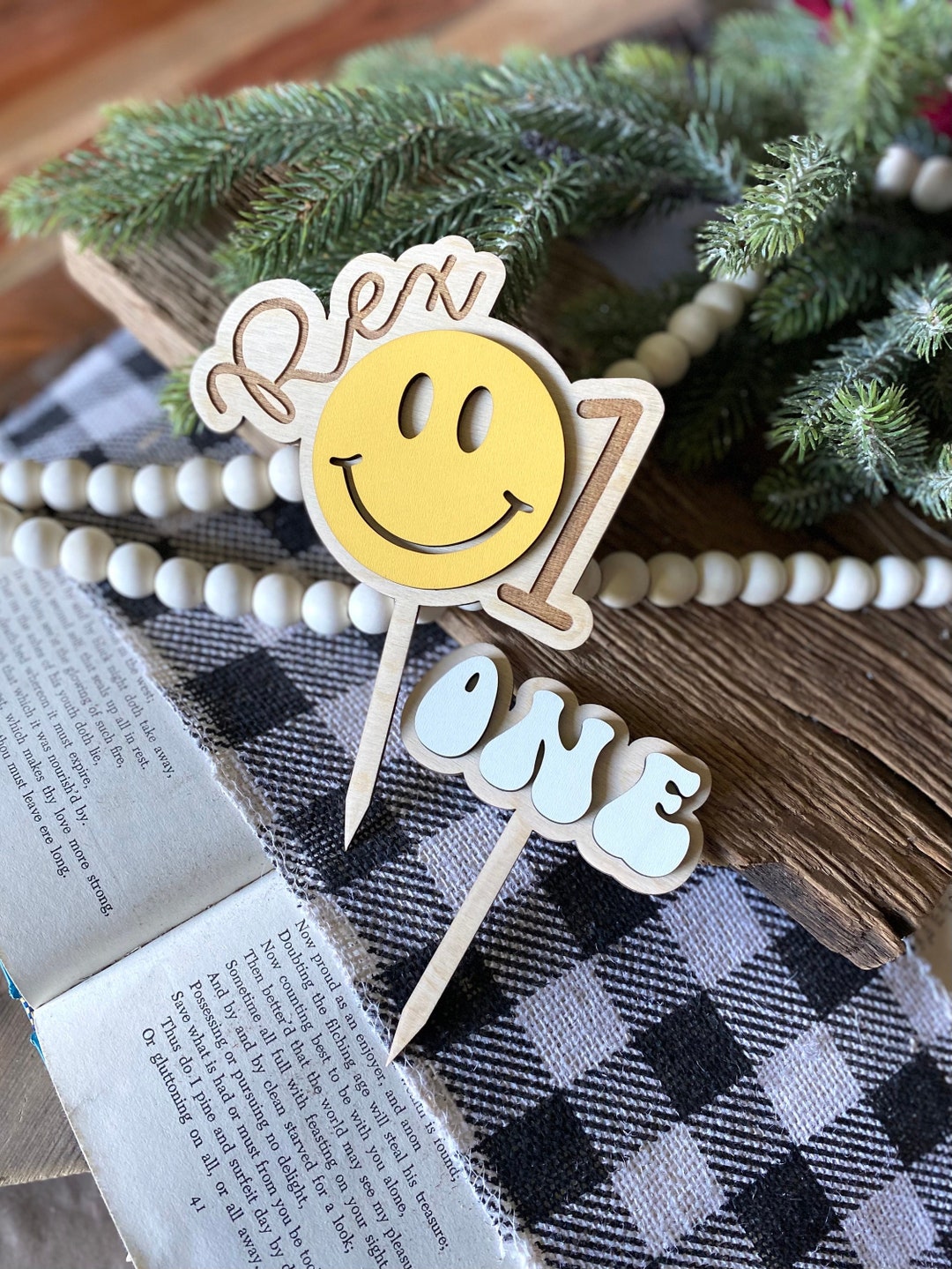 One Happy Dude Cake Topper, Smiley Face Cake Topper, First Birthday ...