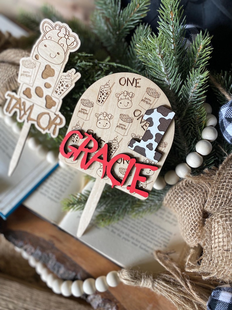 Cow Cake Topper, Nugget Cake Topper, Holy Cow I'm One, Little Nugget ...