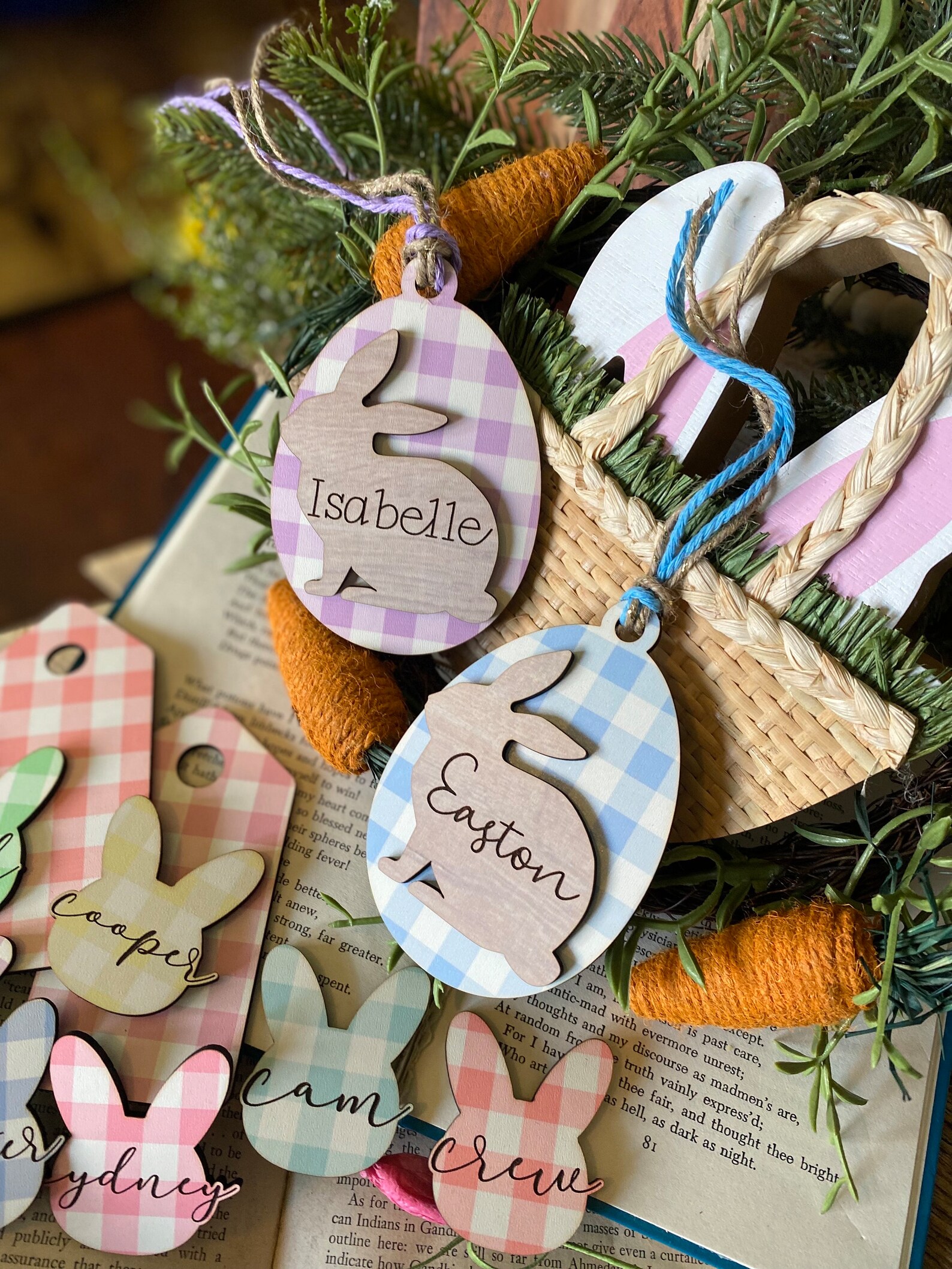 Easter Basket Tag, Personalized Easter Place Card Name, Easter Basket ...