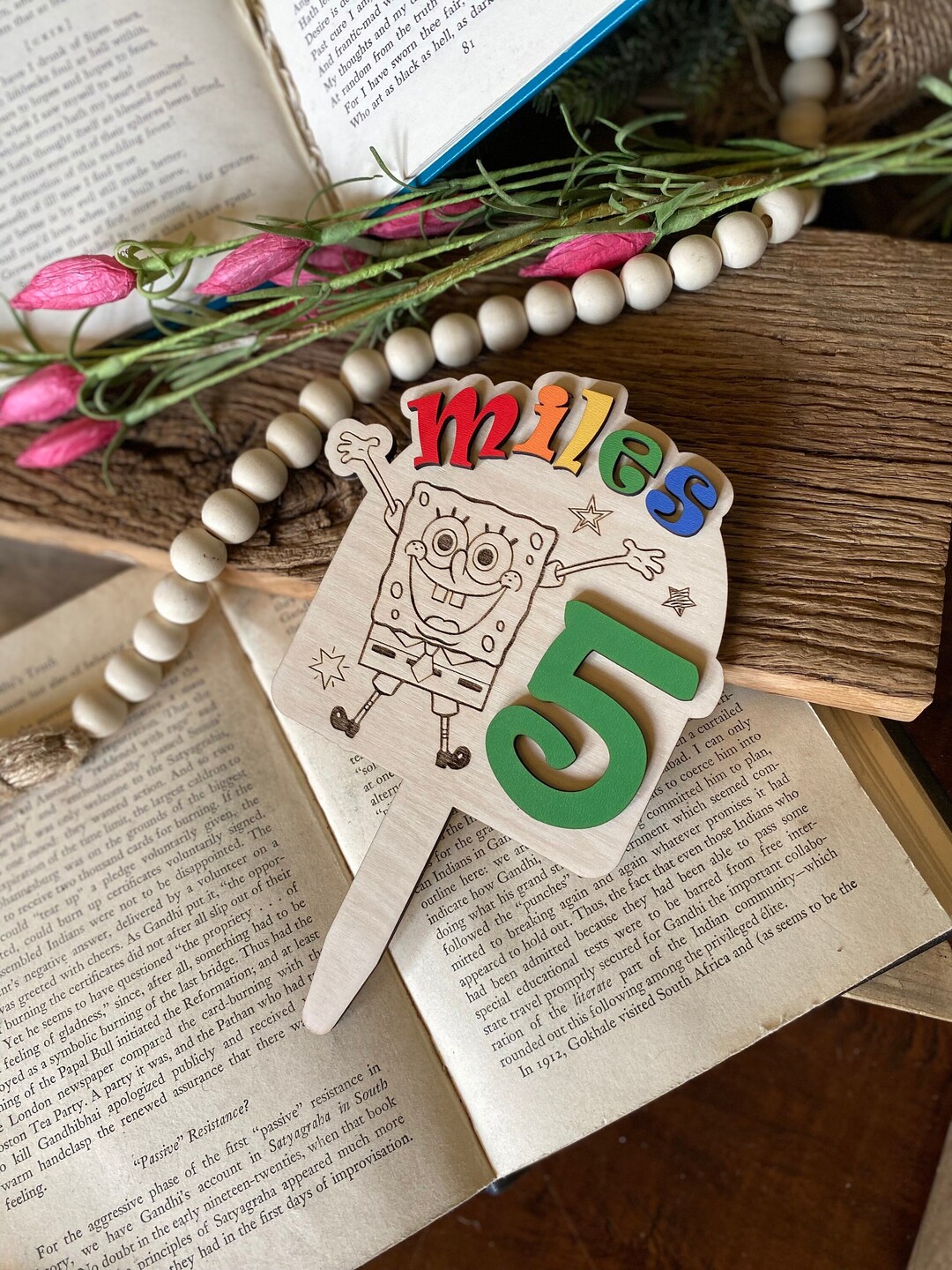 Sponge Bob Topper, Sponge Bob Party Decor, Personalized Cake Topper ...