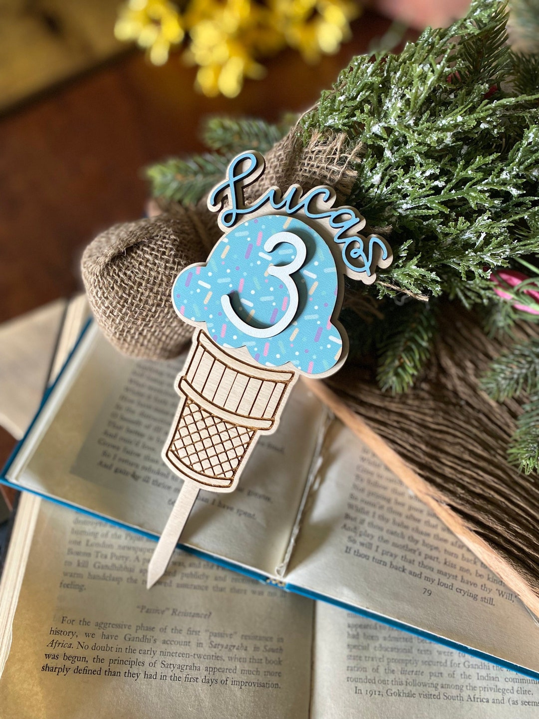 Ice Cream Party Cake Topper, Ice Cream Birthday Cake Topper, Ice Cream ...