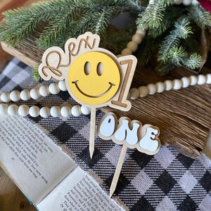 One Happy Dude Cake Topper, Smiley Face Cake Topper, First Birthday ...