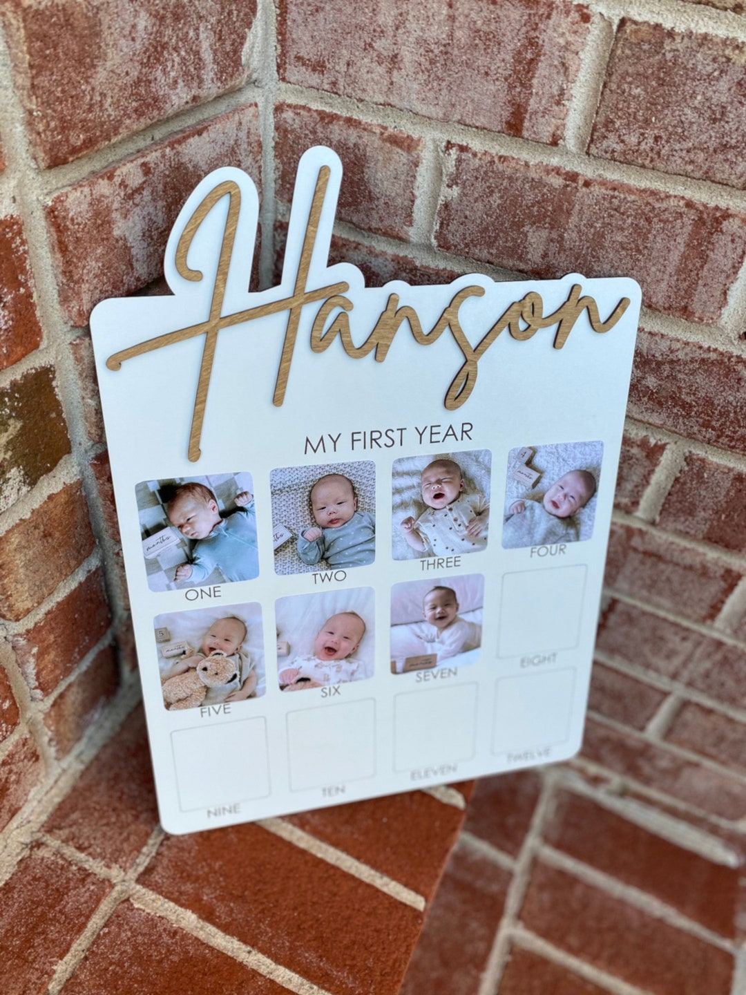 First Birthday Sign, One Year Of, Birthday Photo Board, Baby Name Sign ...