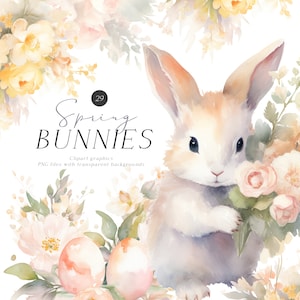 Cute Rabbit Clipart - Spring Bunnies | Easter Bunny Clipart | Instant ...