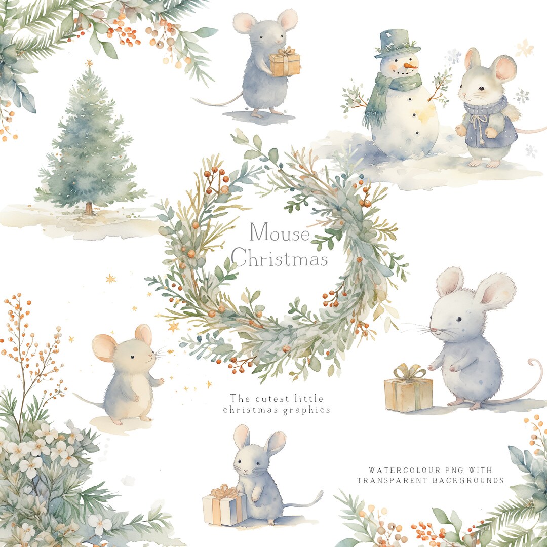 Cute Christmas Clipart - Mouse Christmas | Mouse Clipart for Christmas ...