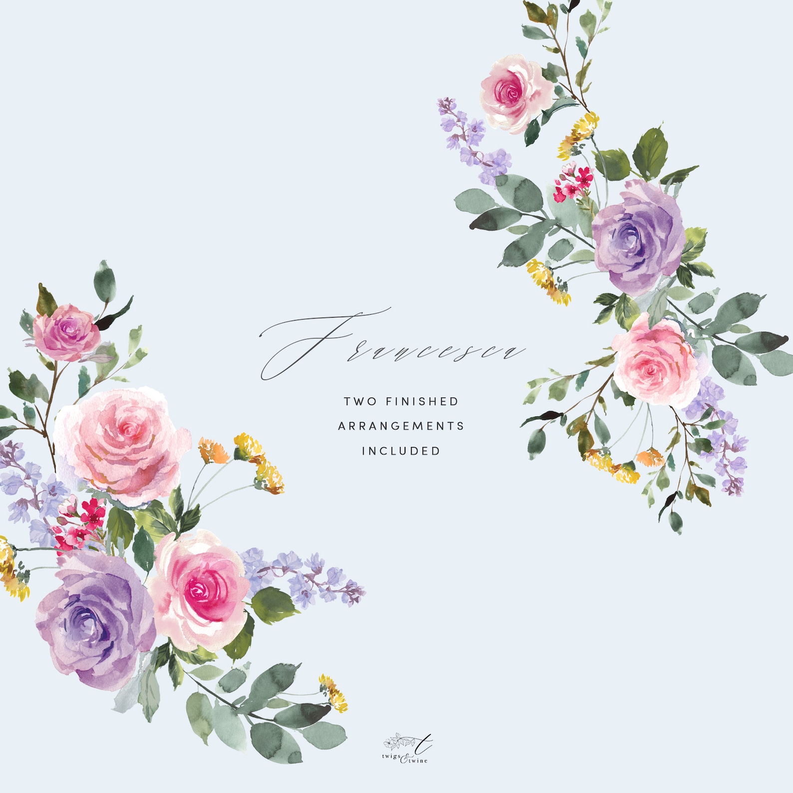 Francesca Hand-painted Watercolor Roses and Greenery - Etsy