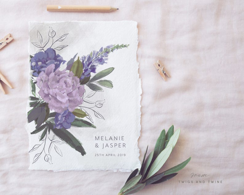 Alla Prima Digital Flower Clipart With Ultra Violet Hues | Etsy