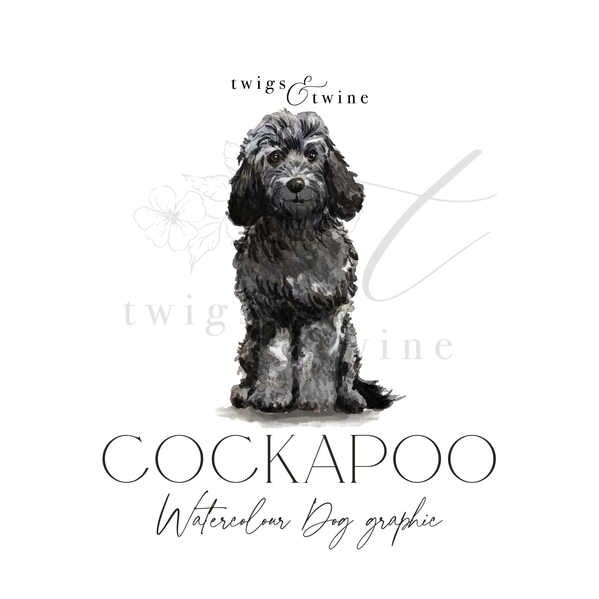 Black Cockapoo Watercolor Dog Illustration Graphic | Etsy