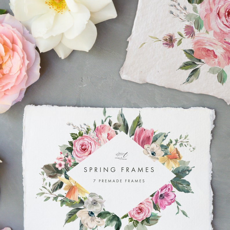 Spring Frames Hand-painted Watercolor Frames With a Spring | Etsy