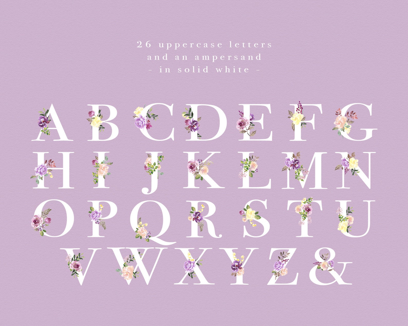 Floral Alphabet in Gold Foil and Block White Part of the | Etsy