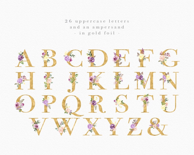 Floral Alphabet in Gold Foil and Block White - Part of the Tinkerbell ...