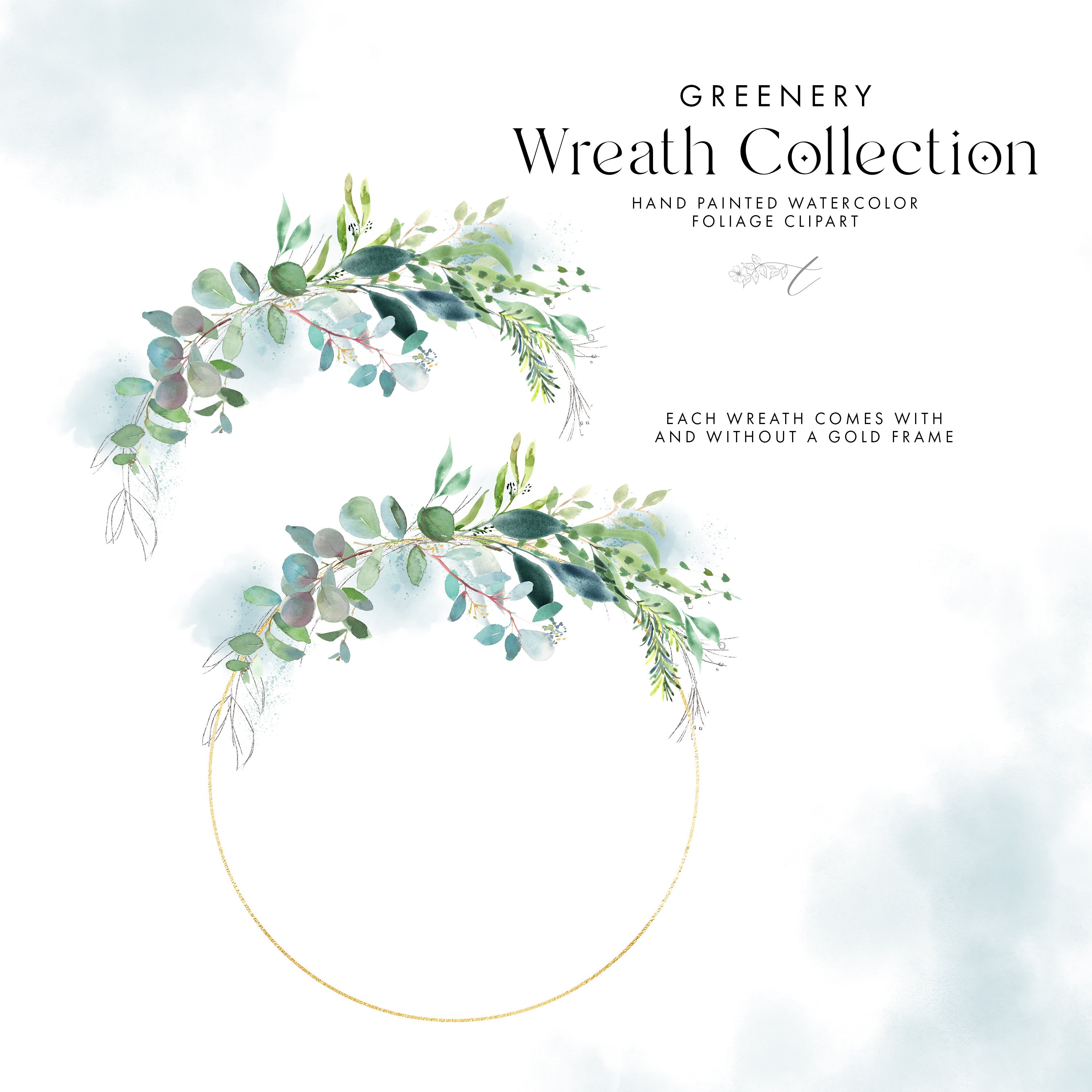 Watercolor Greenery Wreaths Wedding Eucalyptus DIY - Etsy