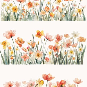 Spring Meadow Flower Border Clipart - Spring Clipart - Premade Borders ...