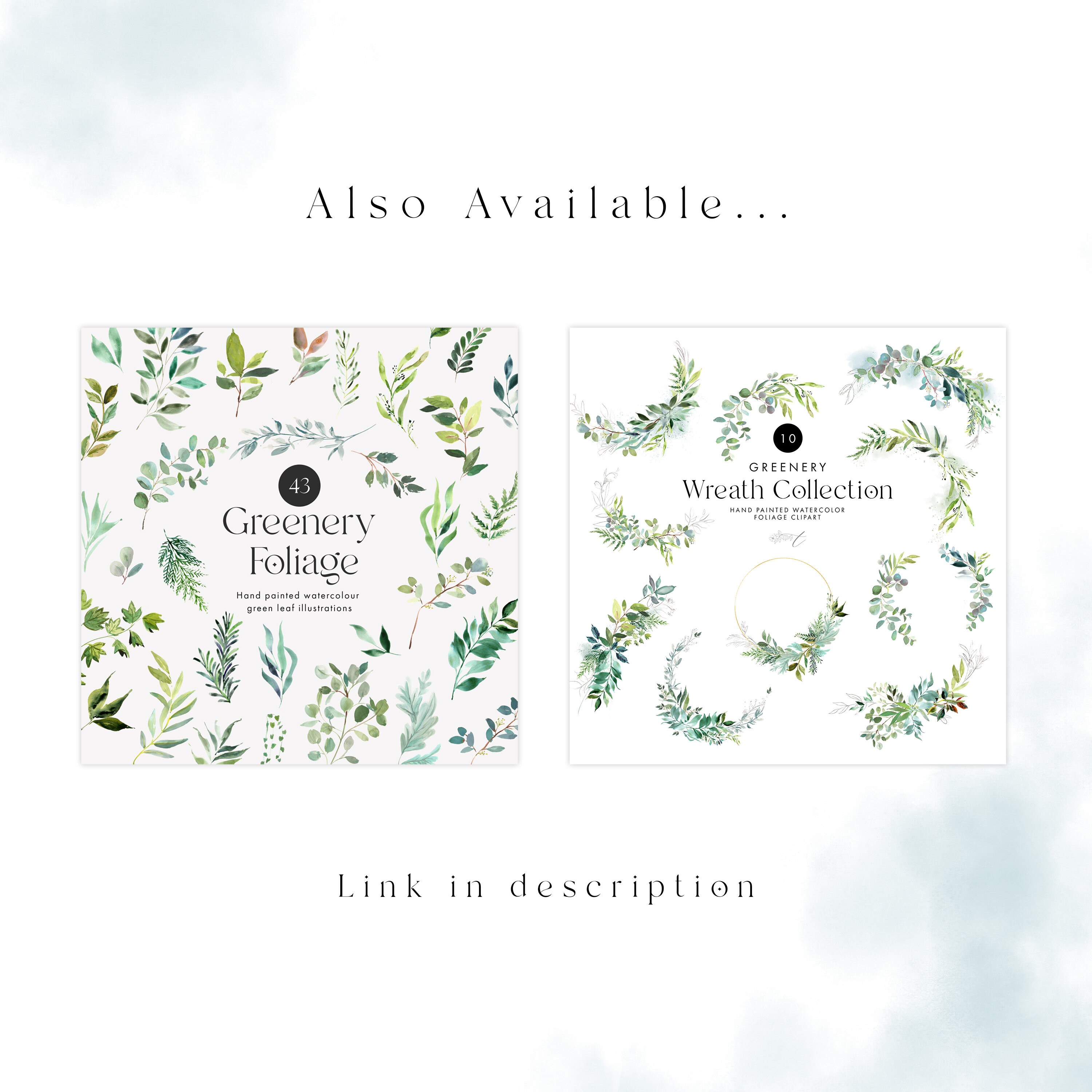 Watercolor Greenery Wreath Number 6 - Wedding Stationery - DIY Greenery ...