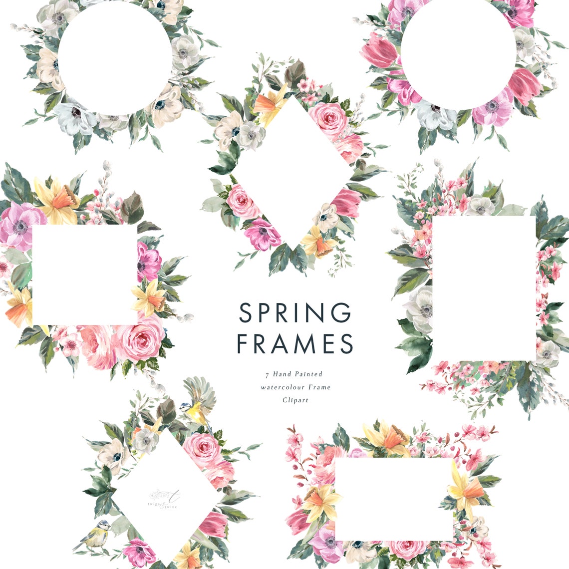 Spring Frames Hand-painted Watercolor Frames With a Spring | Etsy