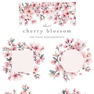 Cherry Blossom Flower Clipart | Spring Floral Graphics | Delicate Pink ...