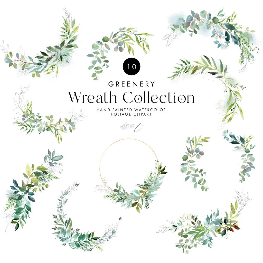 Watercolor Greenery Wreaths - Wedding Eucalyptus - DIY Greenery Clipart ...