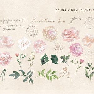 Vintage Rose Clip Art: 26 Floral Elements and 2 Finished Arrangements ...