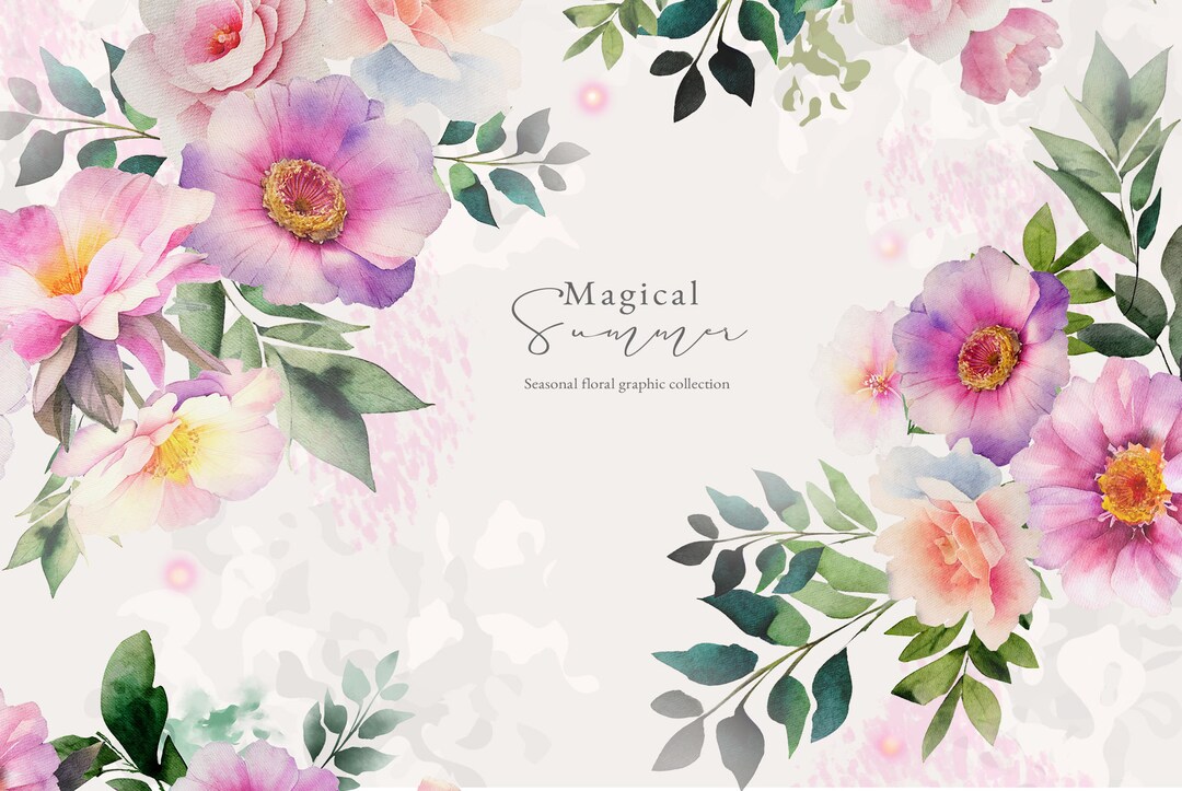 Magical Summer - Watercolor Floral DIY Kit - Pink and Blush Flower ...