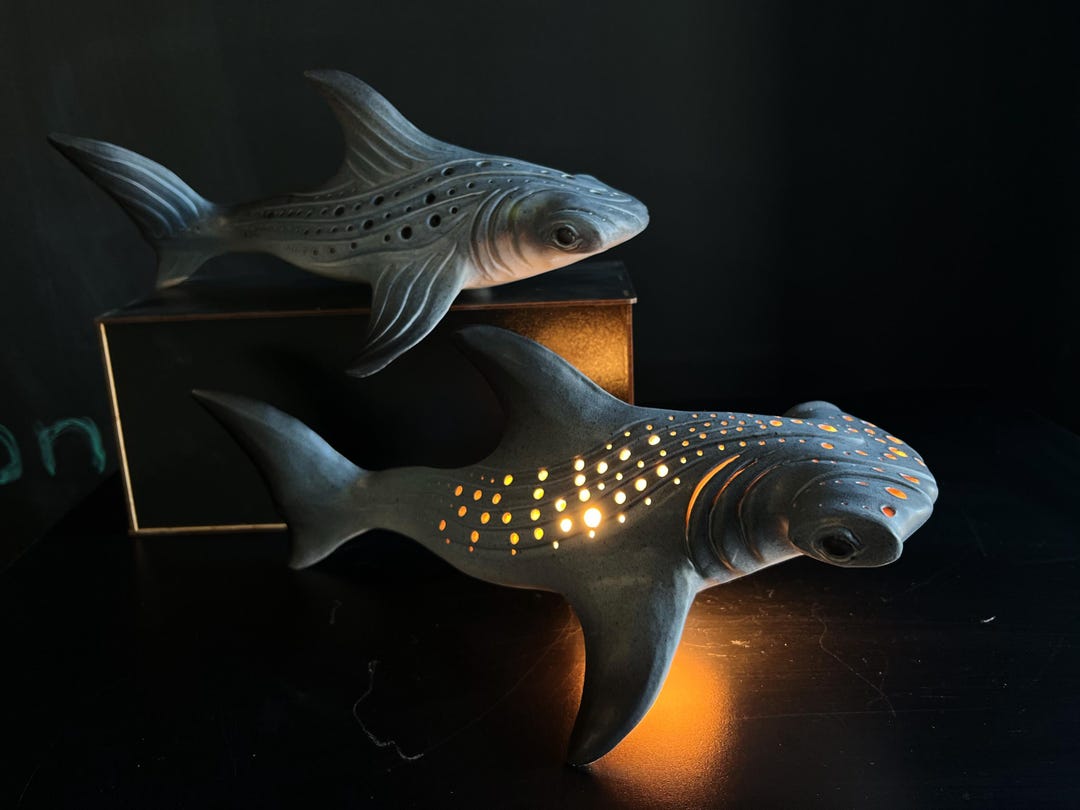 Handmade Hammerhead Shark Ceramic Lamp - Coastal Home Nightlight - Etsy