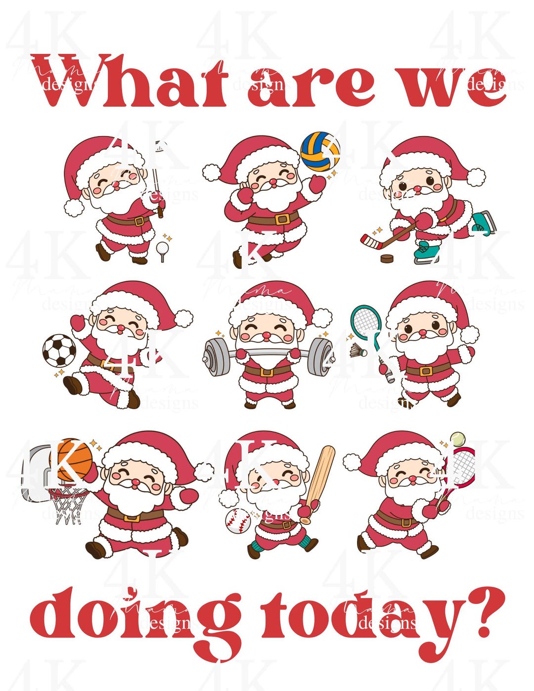 Christmas Santa PE Teacher Sports Design (PNG, Sublimation) - Etsy