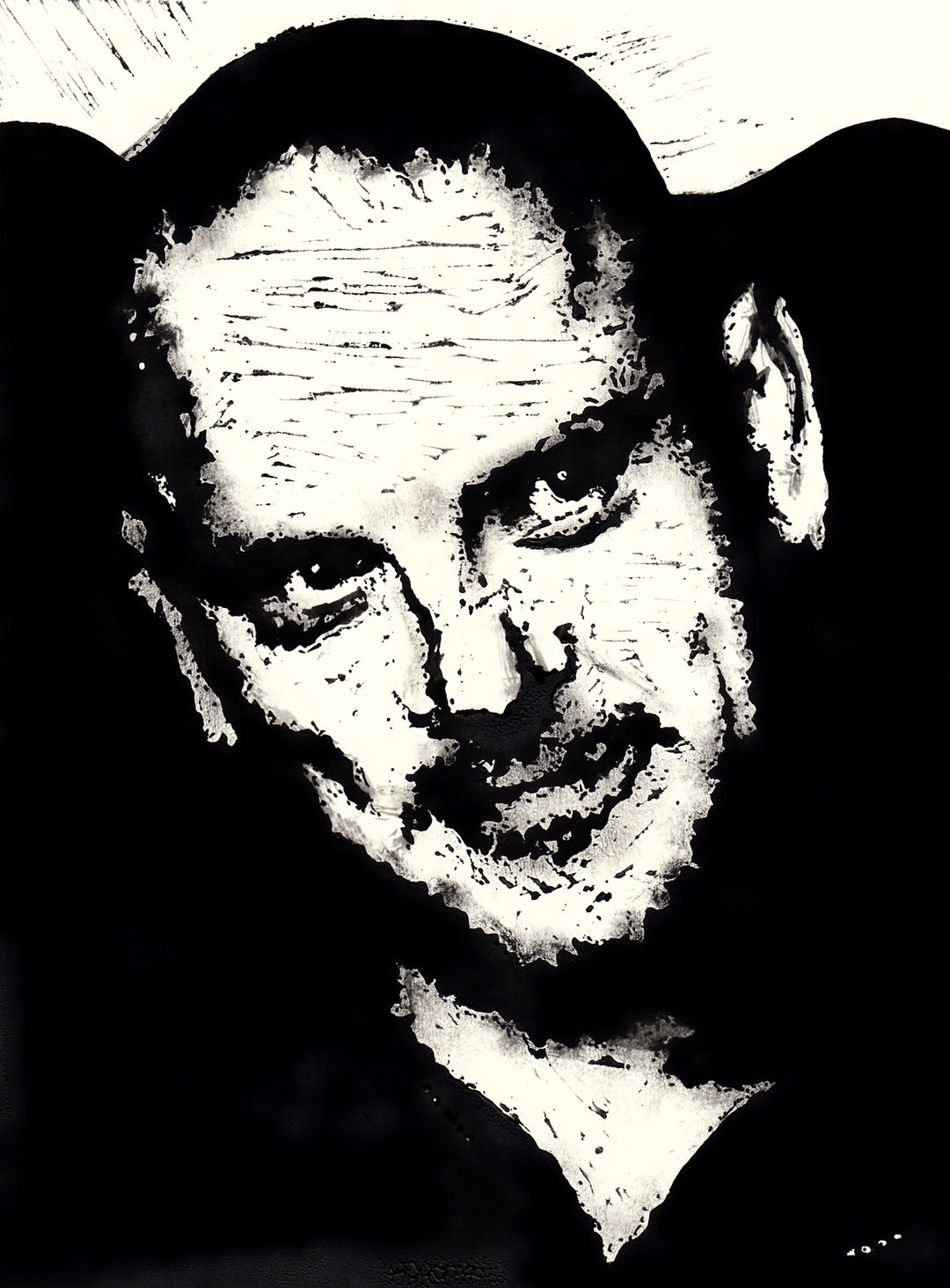 Baz Warne (the Stranglers 2008) Lino 15cm X 20cm. Limited Edition Print ...
