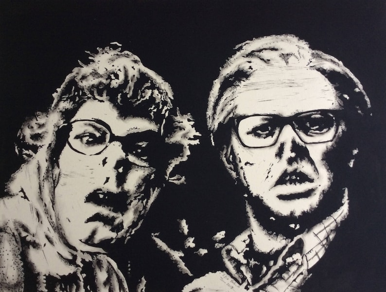 Edward and Tubbs (league of Gentlemen) Linoprint A3 Limited Run of 10 ...