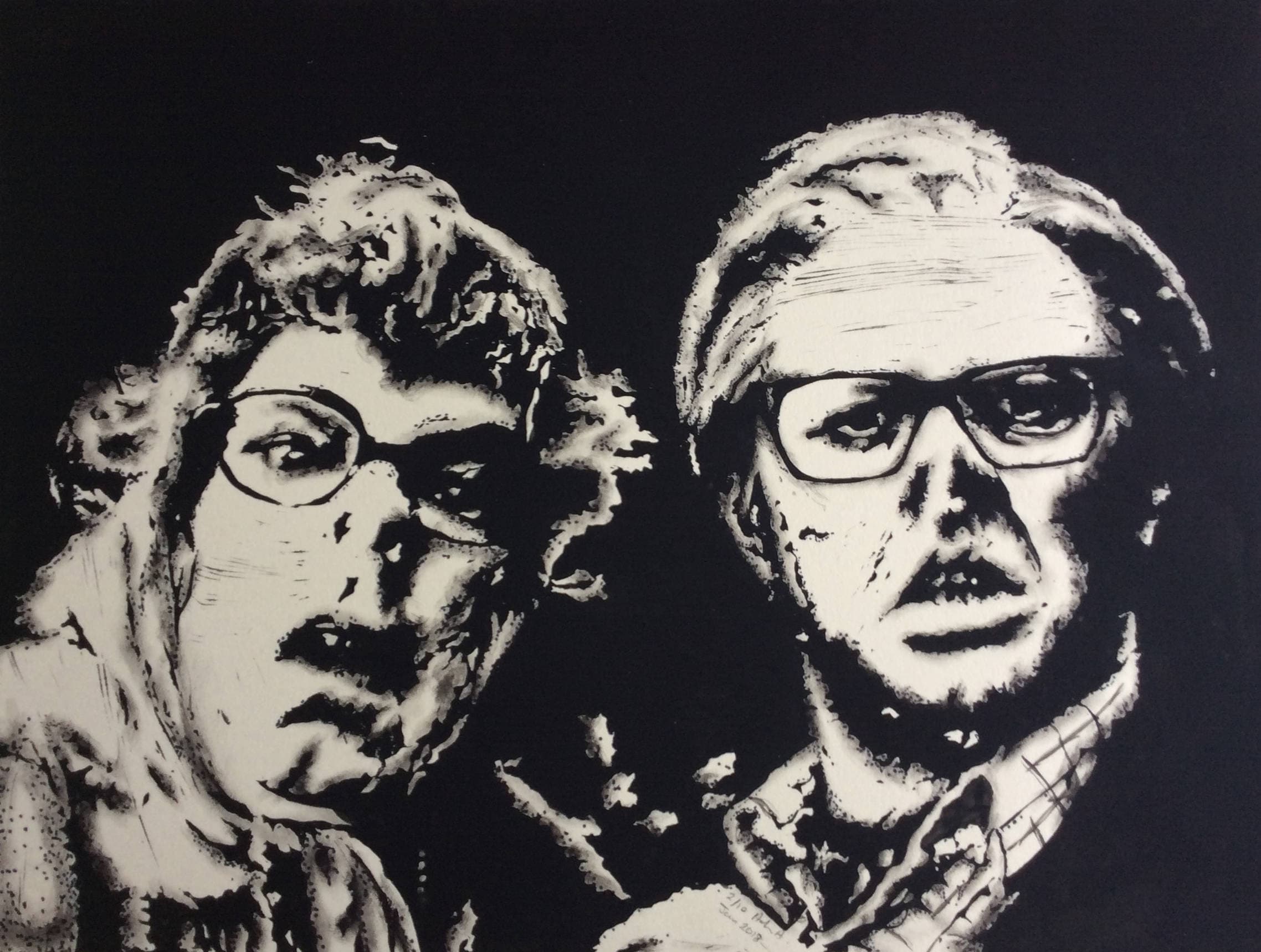 Edward and Tubbs (league of Gentlemen) Linoprint A3 Limited Run of 10 ...