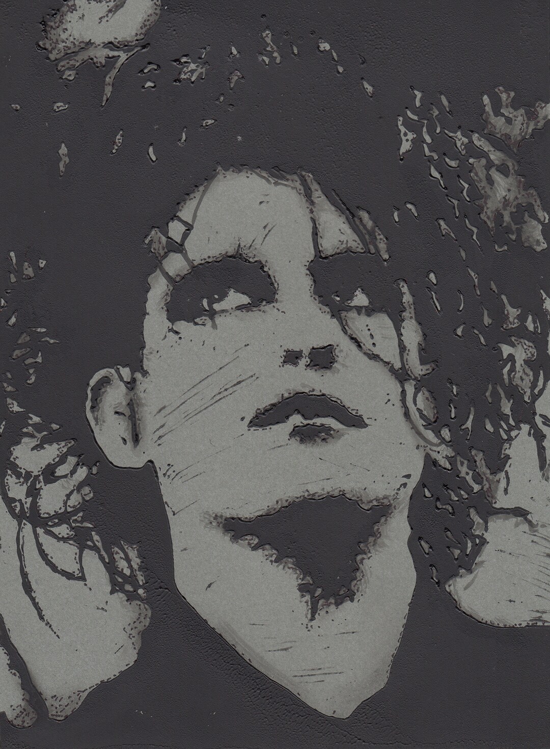 Robert Smith (the Cure) Lino 15cm X 20cm. Limited Edition Print of 30 ...