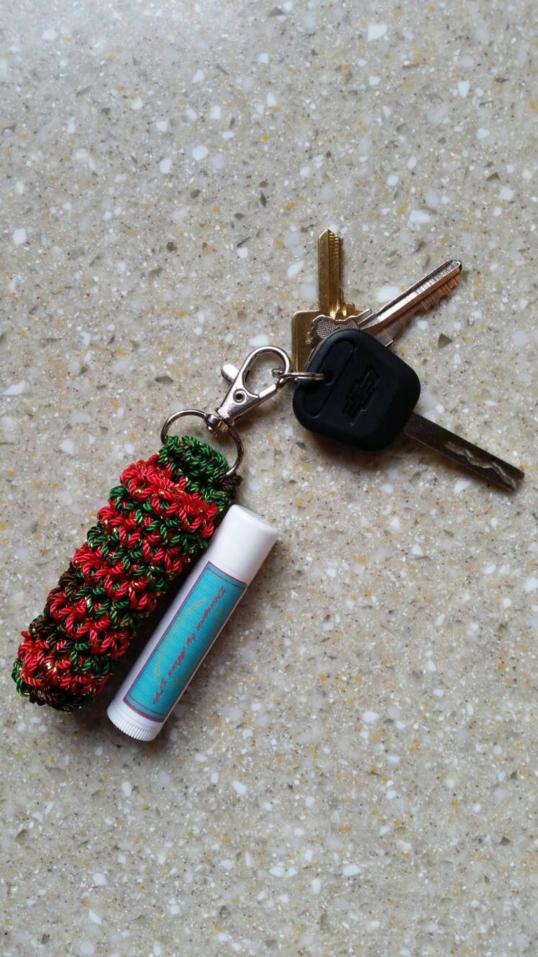 Holiday Lip Balm Clip for Chapstick or Lipstick Red and Green w/Gold ...