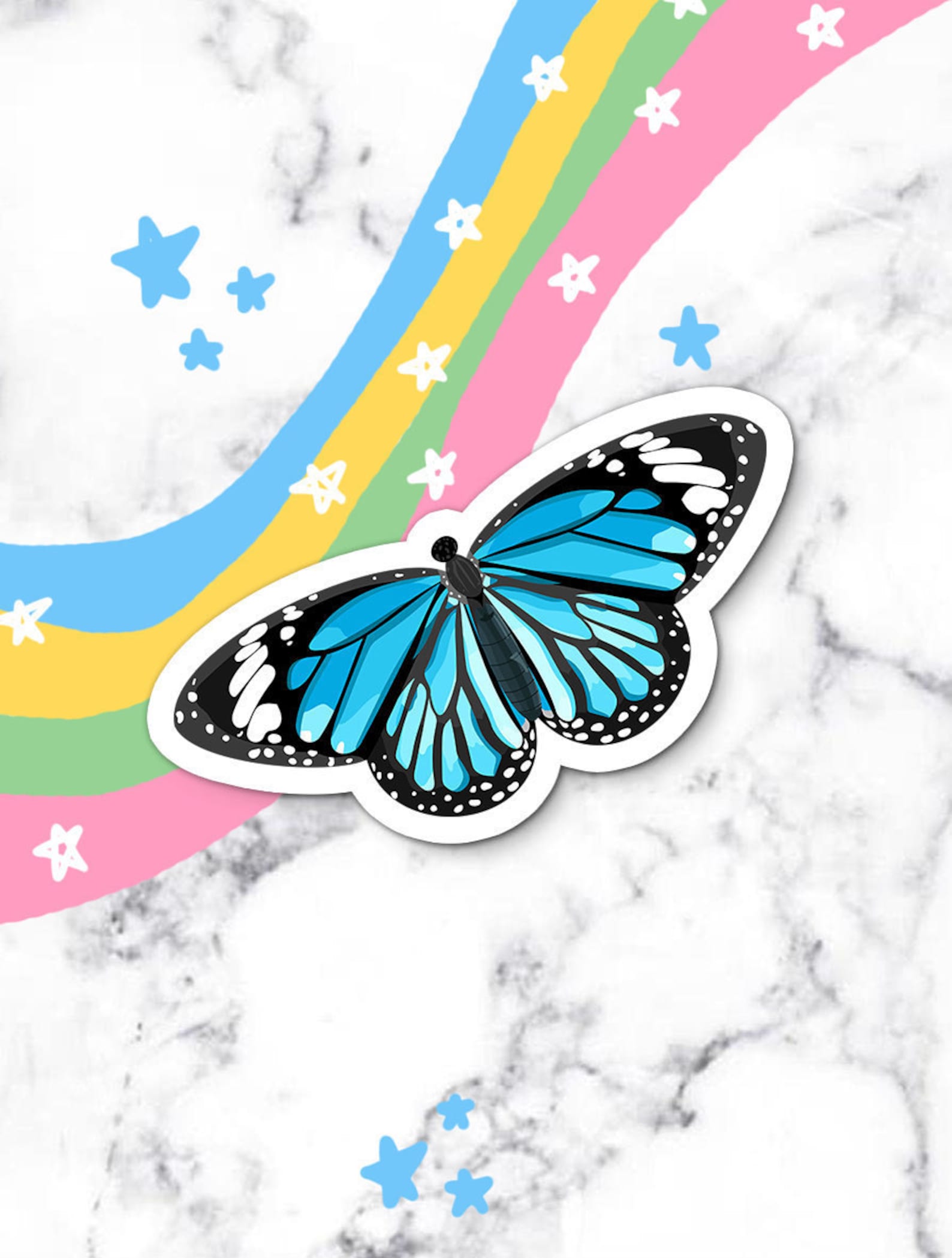 Blue Butterfly Waterproof Vinyl Sticker Laptop Decal Sticker - Etsy