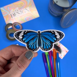 Blue Butterfly Waterproof Vinyl Sticker | Laptop Decal Sticker Small ...
