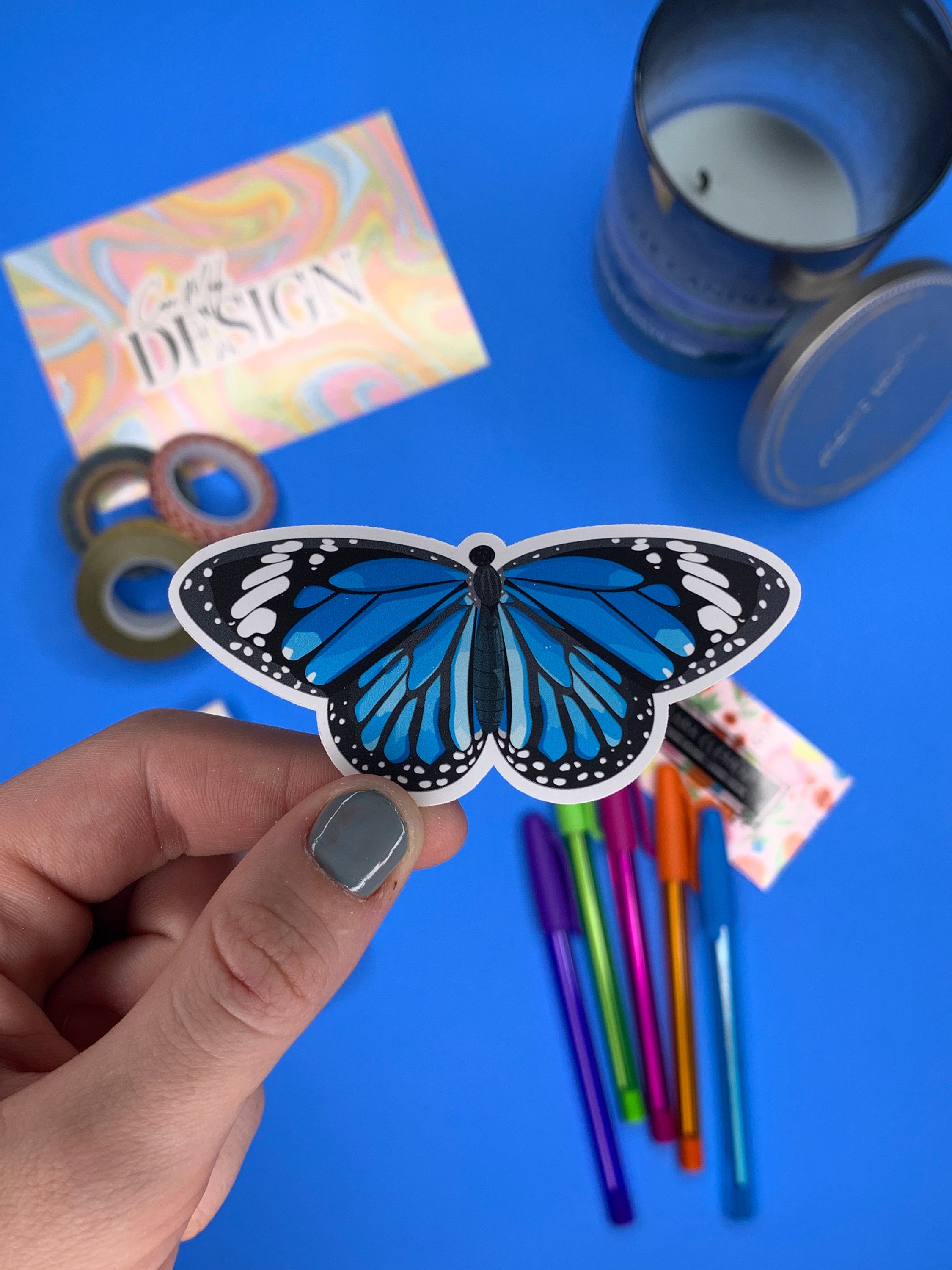 Blue Butterfly Waterproof Vinyl Sticker Laptop Decal Sticker - Etsy