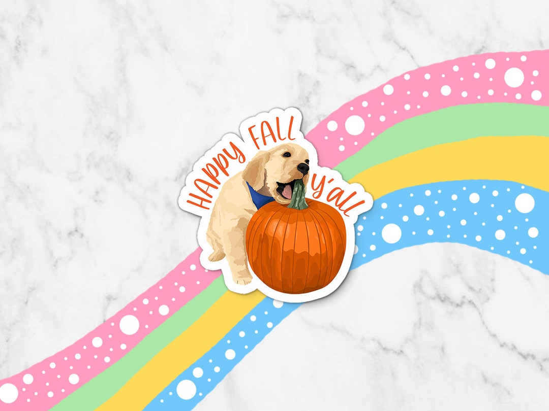 Happy Fall Y'all Waterproof Vinyl Sticker | Laptop Decal Sticker Small ...