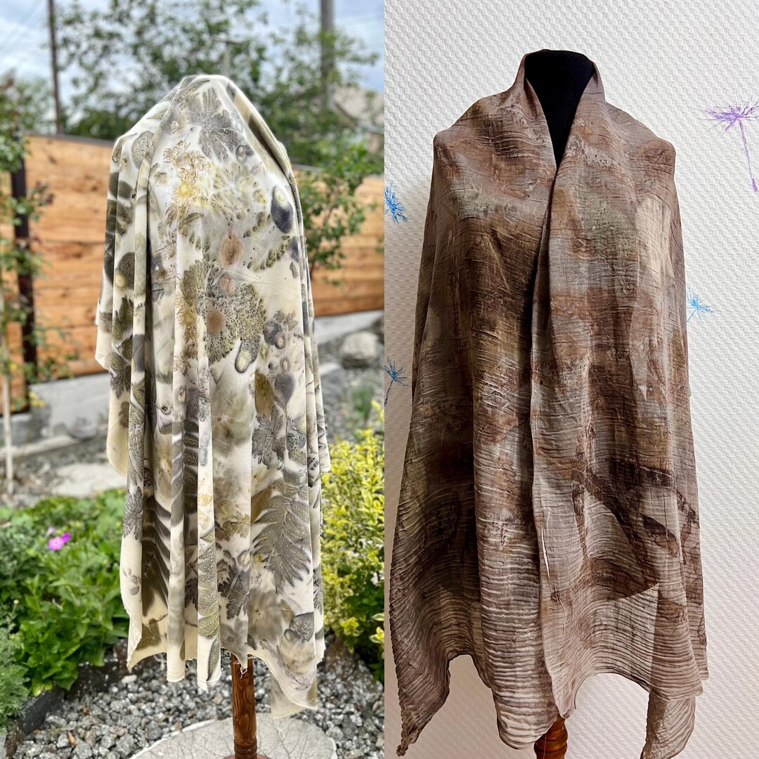 Eco Print Plant Fabric: Natural Dyed Silk Viscose Blend - Etsy