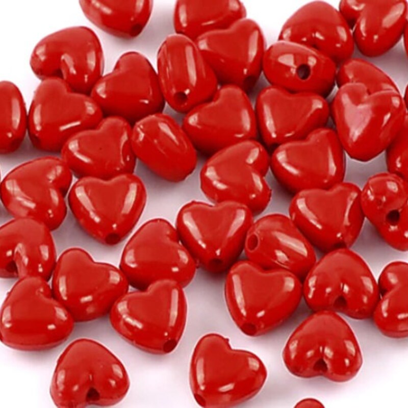 Red Glossy Heart Beads - Etsy UK