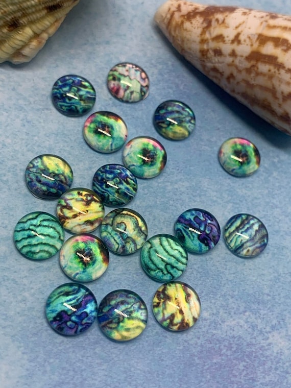 Abalone Cabochons Paua Cabochons Shell Cabochons 12mm Cabochons 10mm Cabochons Glass Cabcochons Round Cabochons Ref 10 5 Etsy