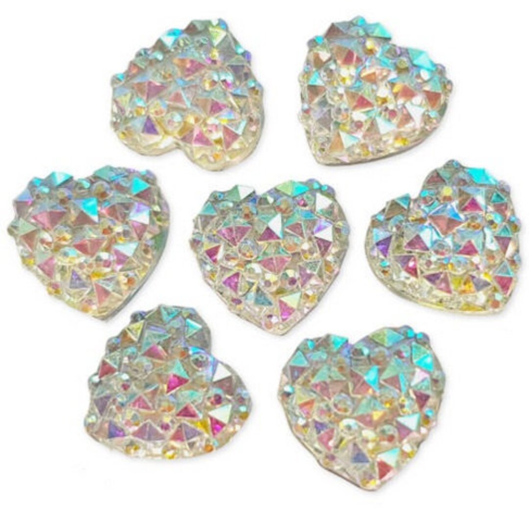 Heart Cabochons, Rhinestone Flatbacks, Rhinestone Hearts, Clear Hearts ...