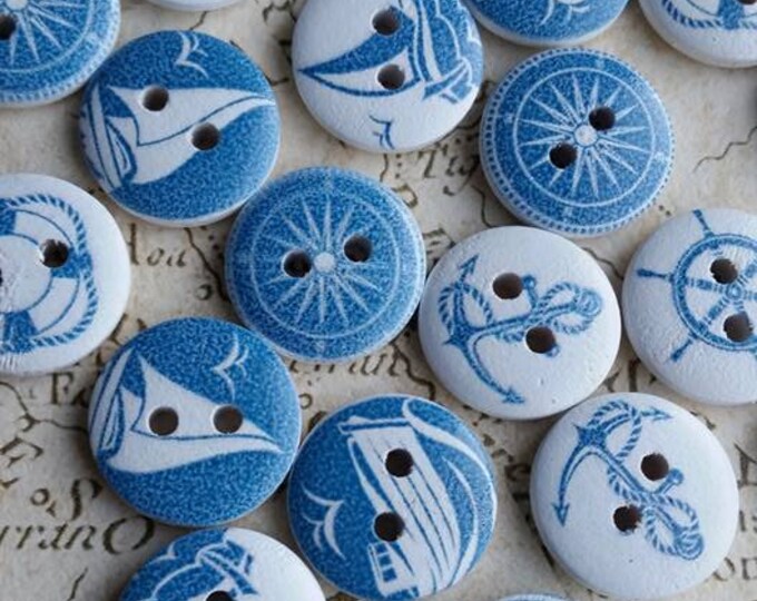 Wooden Buttons, Nautical Buttons, Boat Buttons, Sailing Buttons, Yacht ...