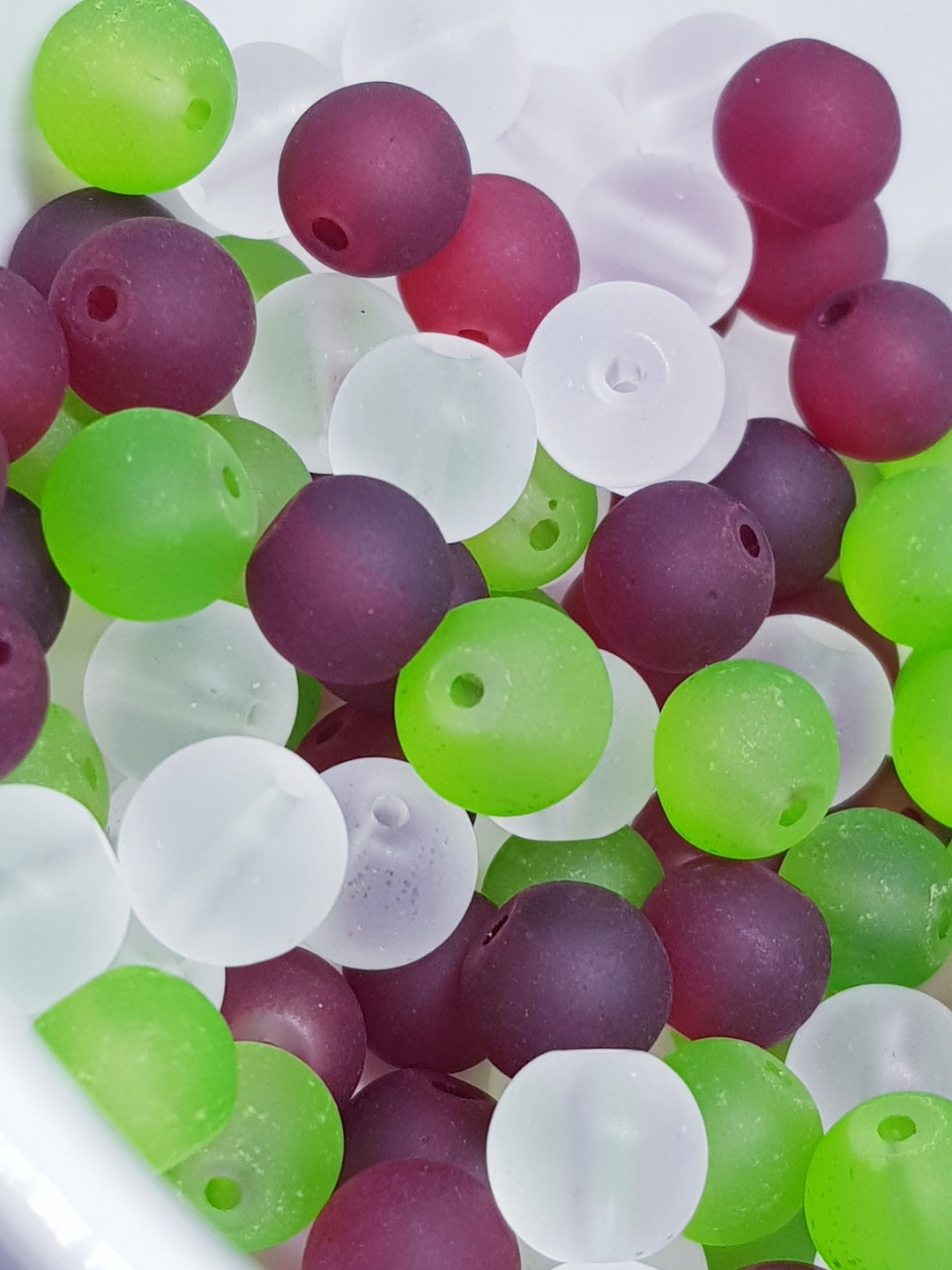 Christmas Beads, Frosted Beads, 8mm Beads, 6mm Beads, Festive Beads ...