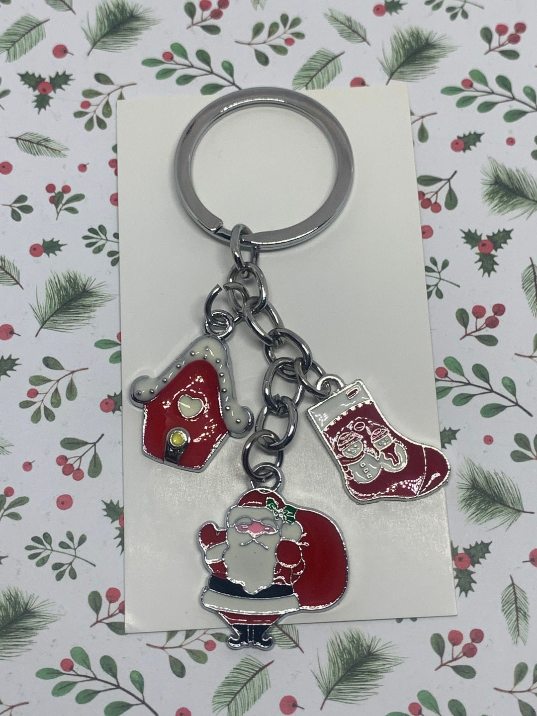 Christmas Keyring Christmas Keychain Santa Keyring Festive - Etsy