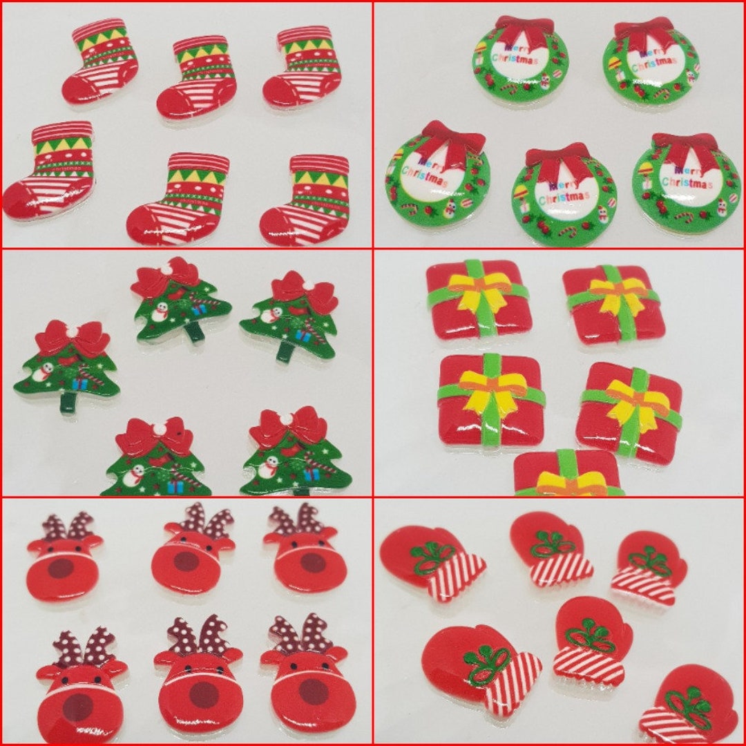 Flatbacks de Noël, Cabochon de Noël, Noël en résine, Arbres, Mitaines ...
