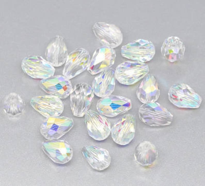 Clear Teardrop Beads Teardrop Tear Drop Beads Faceted - Etsy
