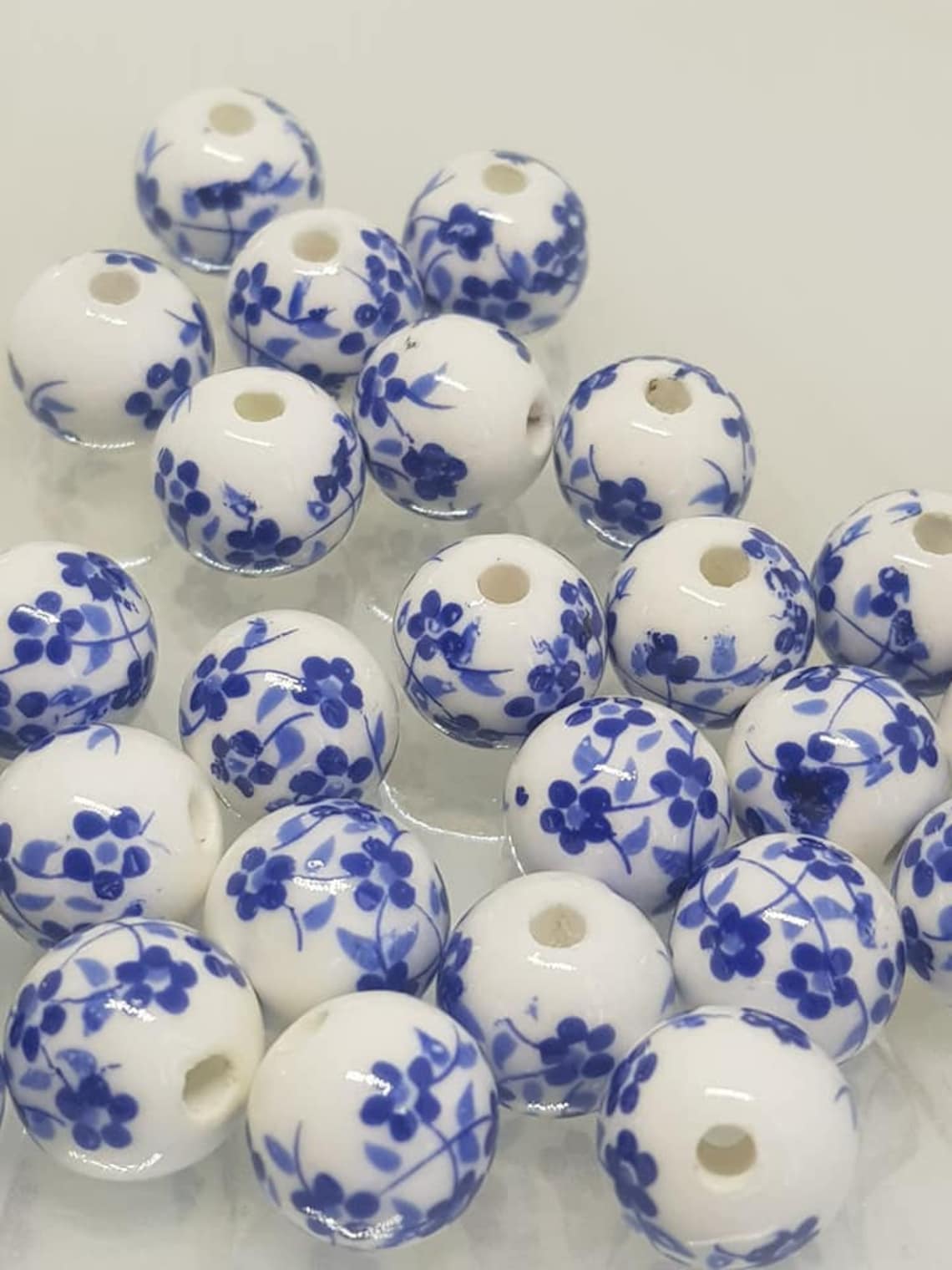 Ceramic Beads Porcelain Beads Clay Beads Floral Beads | Etsy